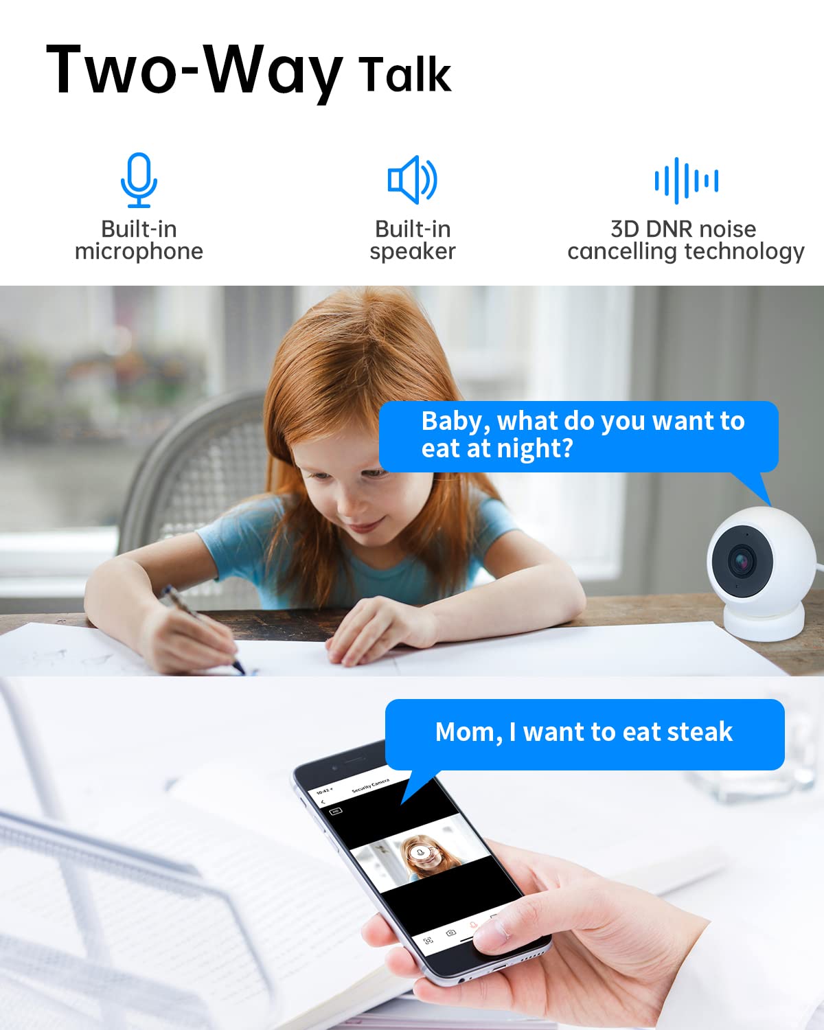 GIEC WiFi Surveillance Camera IP Camera 1080P WiFi Smart Home Indoor Camera for Baby/Pet/Nanny,2-Way Talk, Night Vision, Motion Detection Local Storage Security Camera Baby Monitor Cat Dog Camera
