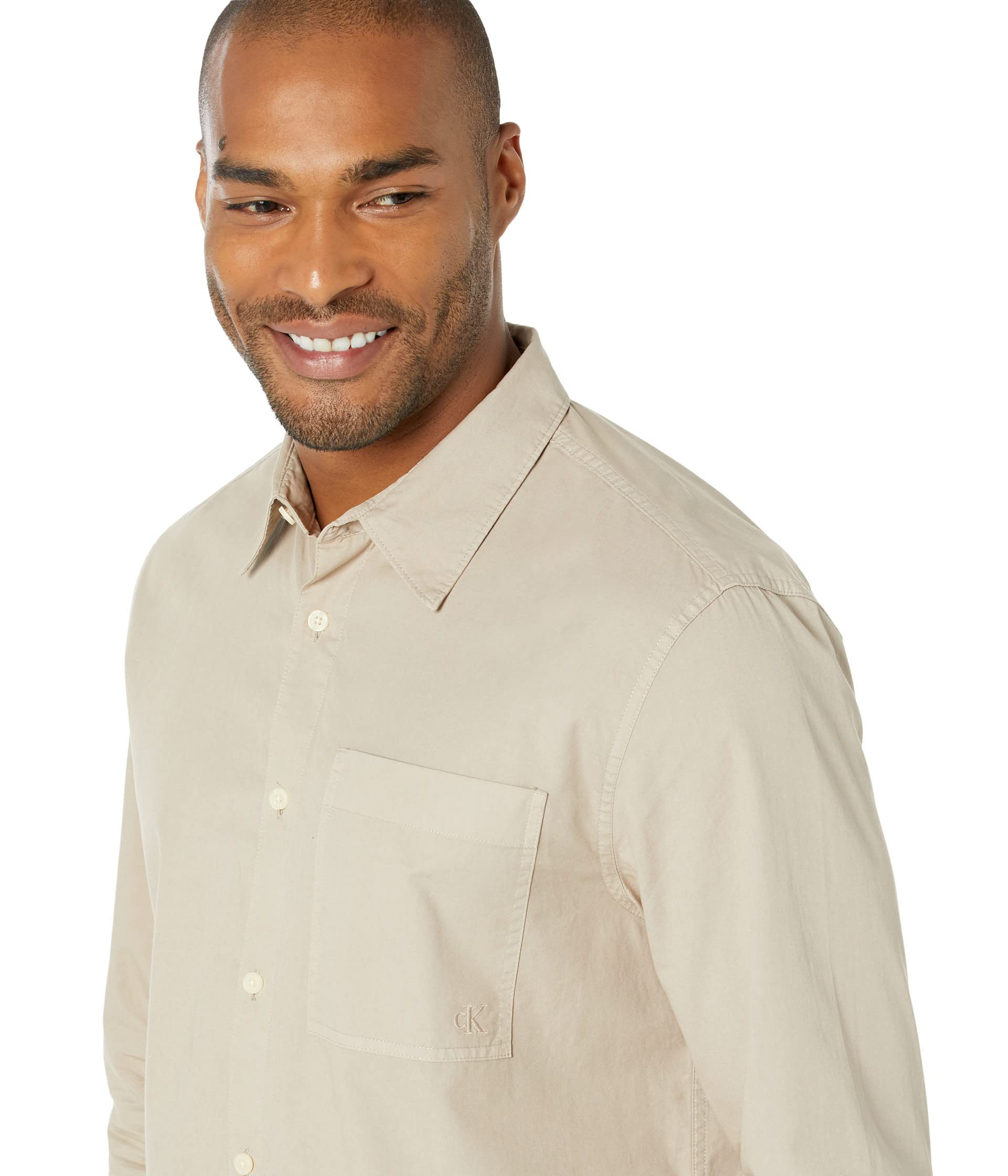 Calvin Klein Long Sleeve Pocket Easy Shirt Goat LG