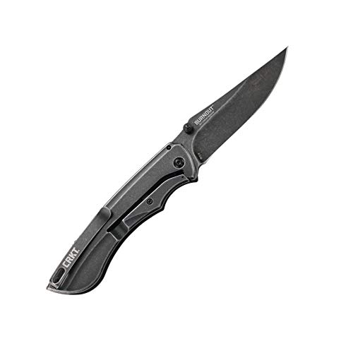 CRKT Burnout EDC Folding Pocket Knife: Everyday Carry Folder with Frame Lock, Drop Point Blade, Black Stonewash Finish, Thumbstud, Assisted Opening, Carbon Fiber and G10 Handle 4123K