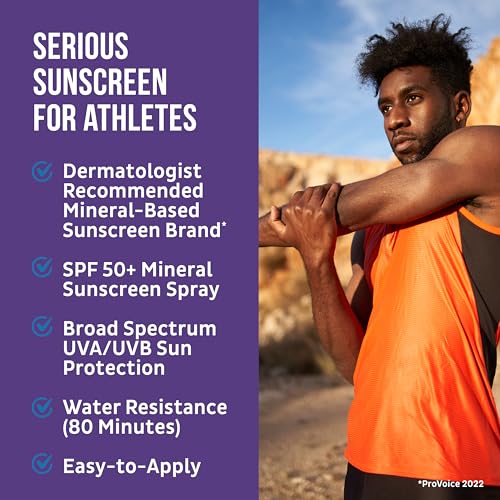 BLUE LIZARD Sport Mineral Sunscreen Spray SPF 50+, Dermatologist-Recommended Brand, Broad-Spectrum UVA/UVB Protection, Water-Resistant, Zinc Oxide Formula, Vegan, 5 fl oz