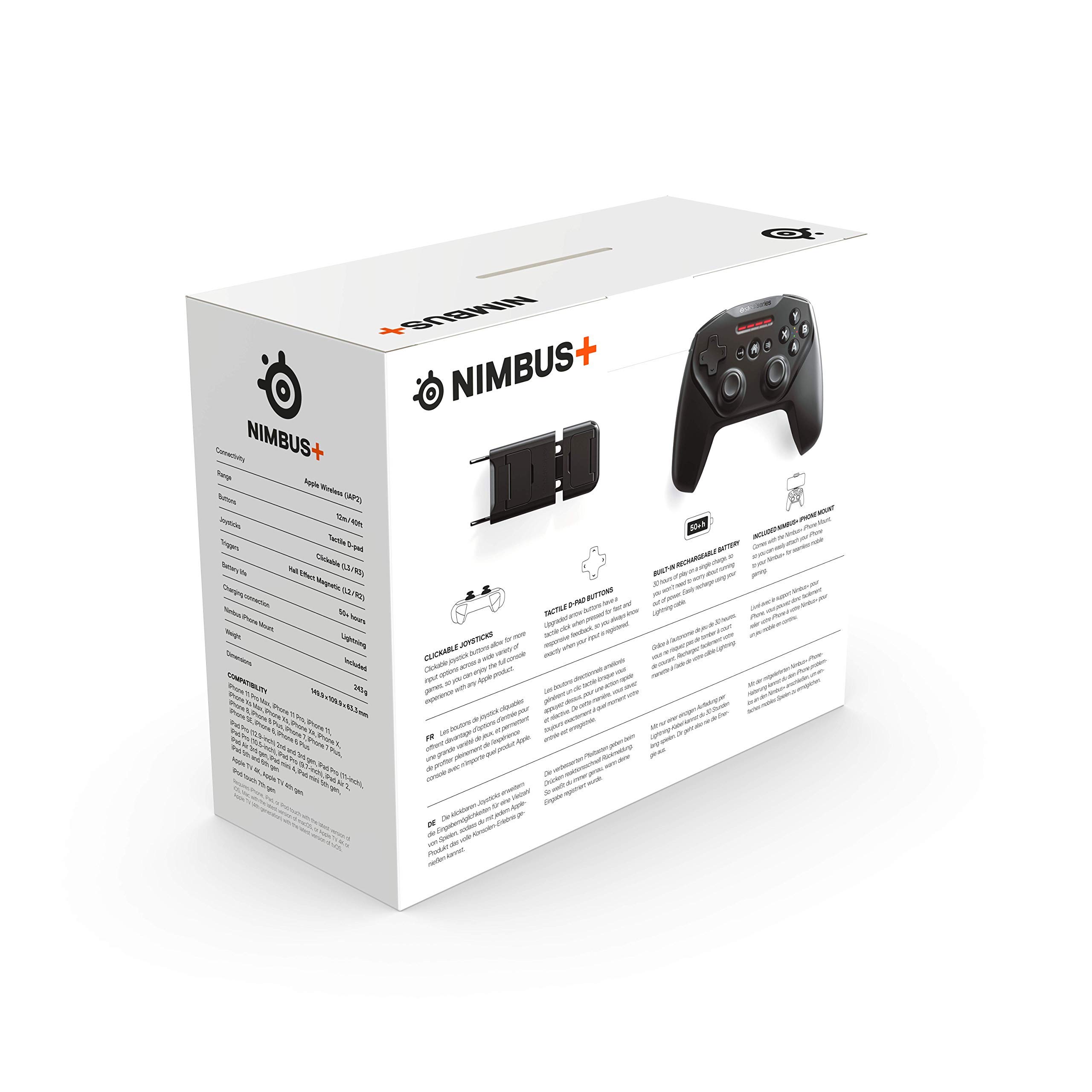 SteelSeries Nimbus+ Bluetooth Mobile Gaming Controller with iPhone Mount - 50+ Hour Battery Life - Made for iOS, iPadOS, tvOS (Renewed)