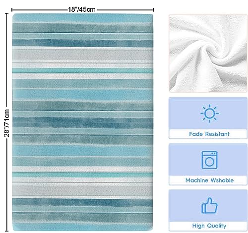 Beisseid Kitchen Dish Towels Aqua Turquoise Stripe Dish Cloth Fingertip Hand Towels Geometric Design Super Absorbent Soft Cotton Tea Towel 4 PCS