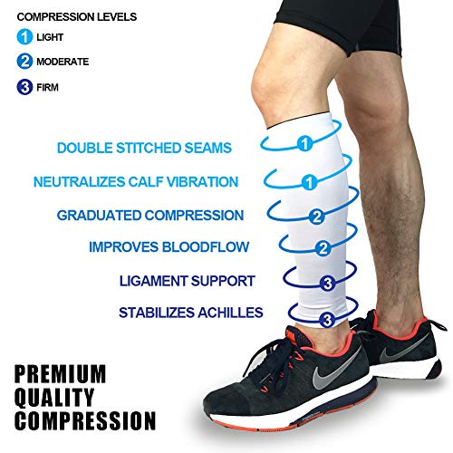 beister 1 Pair Calf Compression Sleeves for Women & Men, Footless Shin Splint Leg Support Socks for Pain Relief, Recovery
