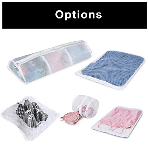 Smart Design Wash Bag w/ Safety Zipper - Washing Machine Safe - Fine Mesh Nylon Polyester - Bra, Hosiery, Pantyhose, Delicates, Lingerie, & Baby Clothes (18 x 14 Inch) [White]