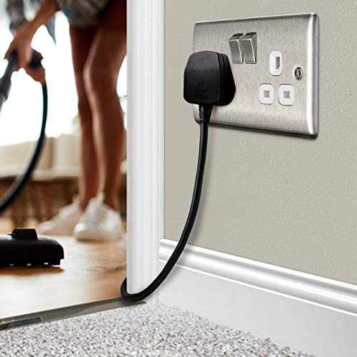 BG Electrical NBS22W-01 Double Switched Power Socket with White Inserts, Brushed Steel, 13 Amp