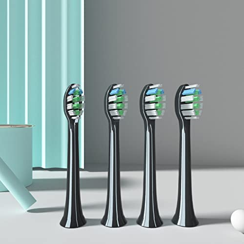 Hanasco Sonic Electric Toothbrush Replacement Heads Pack of 4 (Black)