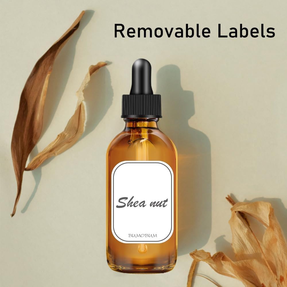 Bumobum Dropper Bottle 2 oz, 2 pack Amber Glass Eye Dropper Bottles with Labels and Funnel, Tincture Bottle with Measured Dropper - Leakproof Essential Oils Bottles