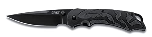 CRKT Moxie EDC Folding Pocket Knife: Assisted Opening Everyday Carry, Black Blade, Thumb Stud, Liner Lock, Textured Non Slip Handle, Pocket Clip 1100