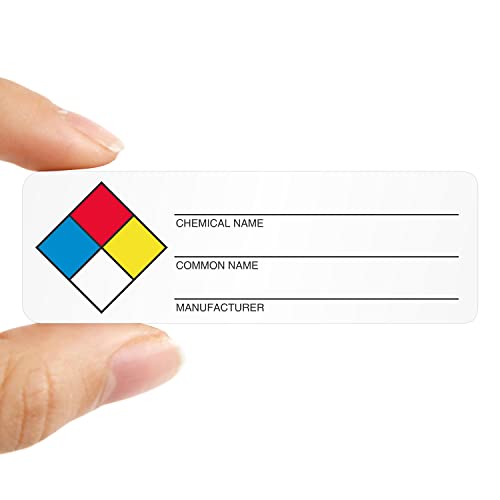 SmartSign Roll of 500 NFPA Paper Mini Labels with Chemical Name, Hazard Labels in Dispenser Box | 1" x 3" Matte Paper, Write-On