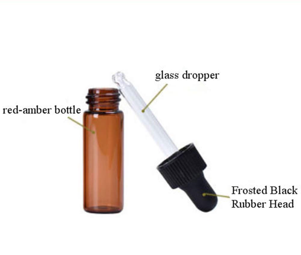 Furnido Amber Dropper Bottle,1 Dram (4ml) 15 Pack,Glass Eye Dropper Refillable Essential Oil Vials Perfume Sample Test Bottle With Pure Dropper Tubes&Black Screw Cap Travel Cosmetic Container