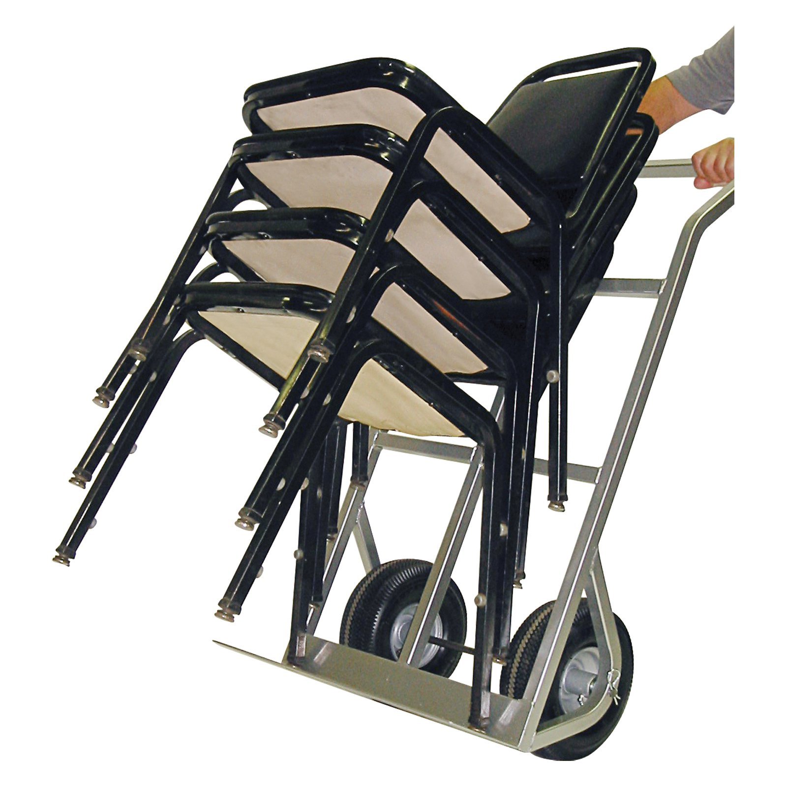 Raymond Steel Hand Truck with Angled Handle, Airless Rubber Wheels, 600 lbs Load Capacity, 14" Depth