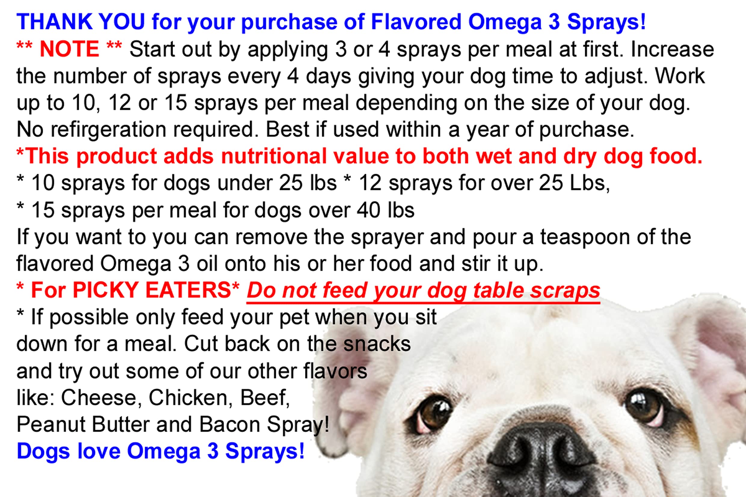 Flavored Sprays Bacon and Beef Flavored Omega 3 Sprays,All Natural,no Artificial Ingredients,Made in The USA