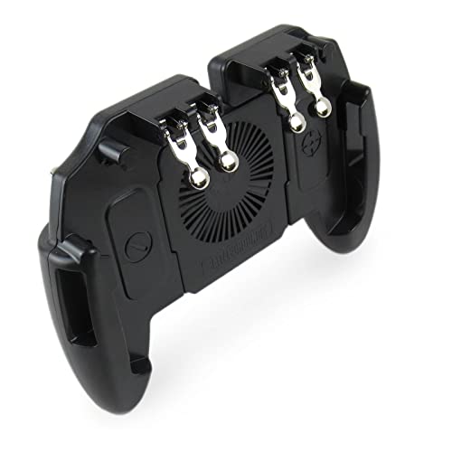 Mobile Game Controller with Cooling Fan/Phone Holder/Finger Sleeves for PUBG/Fortnite/Call of Duty, L1R1 Mobile Triggers for 4.7β-6.5β iOS/Android Phones, Outstanding Compatibility