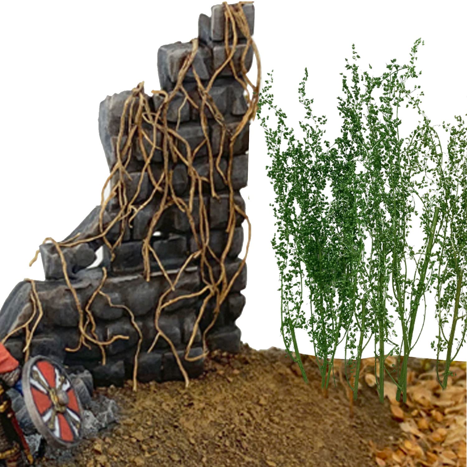 Cayway Miniature Shrubs Model Bushes Long Shrub Vegetation Groups Static Grass Tuft for DIY Model Train Landscape Railroad Scenery, Grass Green