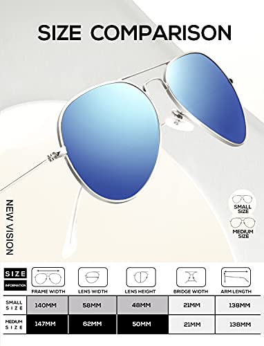 KALIYADI Classic Aviator Sunglasses for Men Women Driving Sun glasses Polarized Lens UV Blocking (2 Pack) 58mm