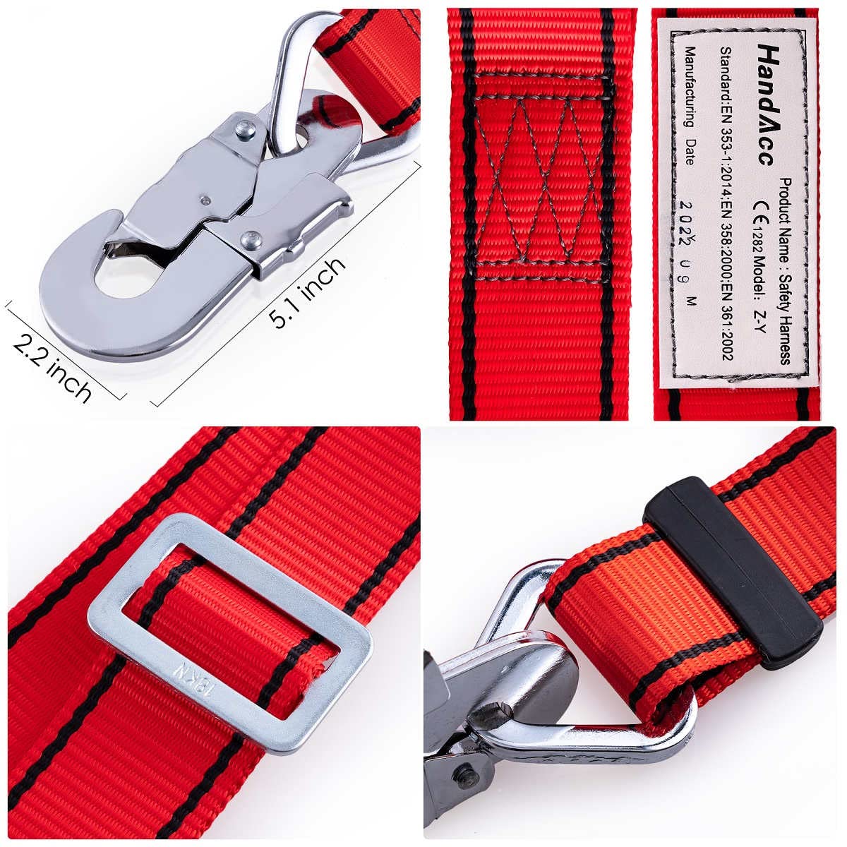 HandAcc Hunting Safety Belt with Adjustable Lanyard, Tree Climbing Belt Restraint Lanyards, Add Level of Safety for Hunting, Hanging Stand Or Step, Trimming Tree, Putting Up Deer Stand