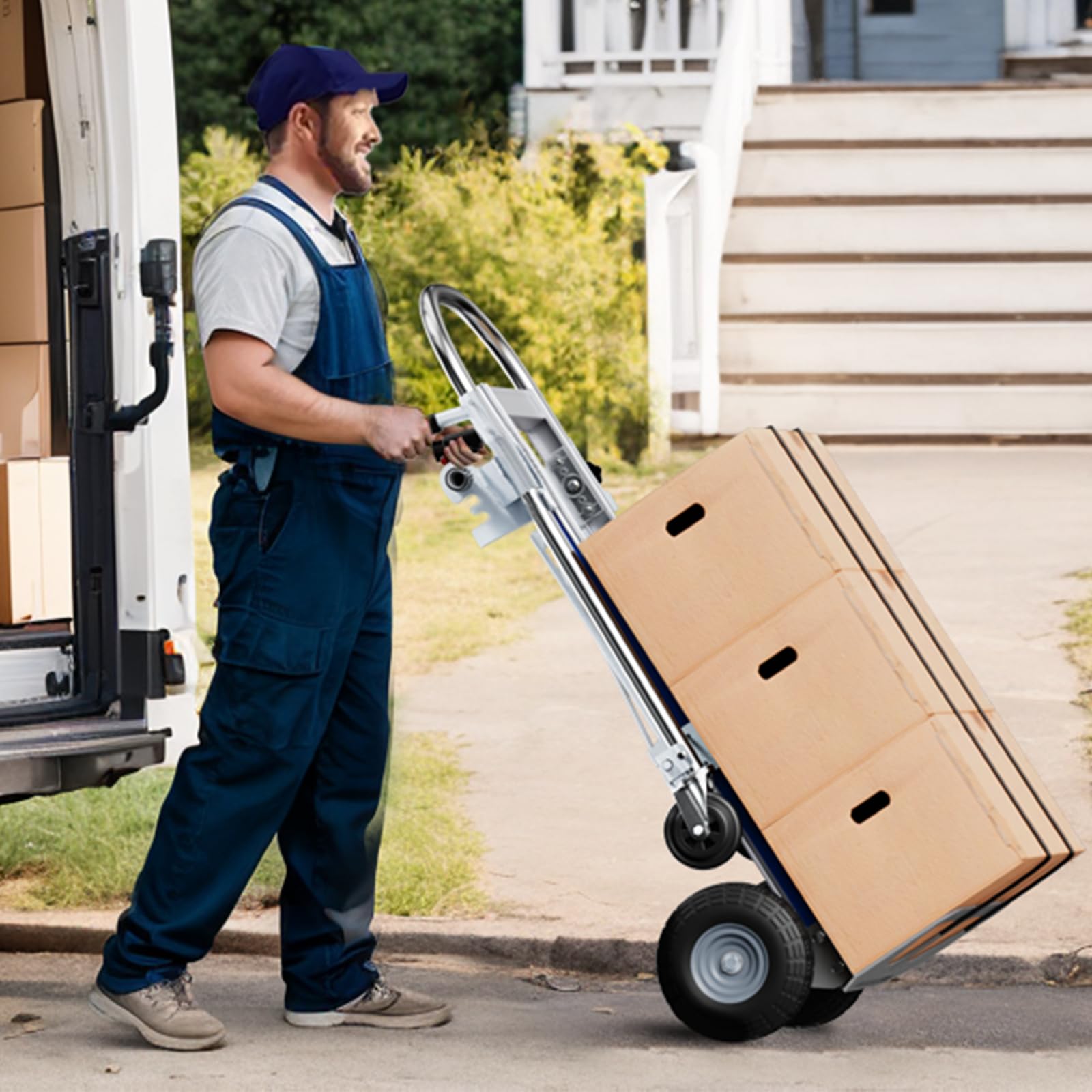 Convertible Hand Truck Dolly Cart, 2-in-1 Hand Truck with 1000 Lbs Capacity, Durable Solid Wheels - Folding Design for Easy Storage, Ergonomic for Moving Appliances, Boxes, Ideal for Heavy Outdoor Use