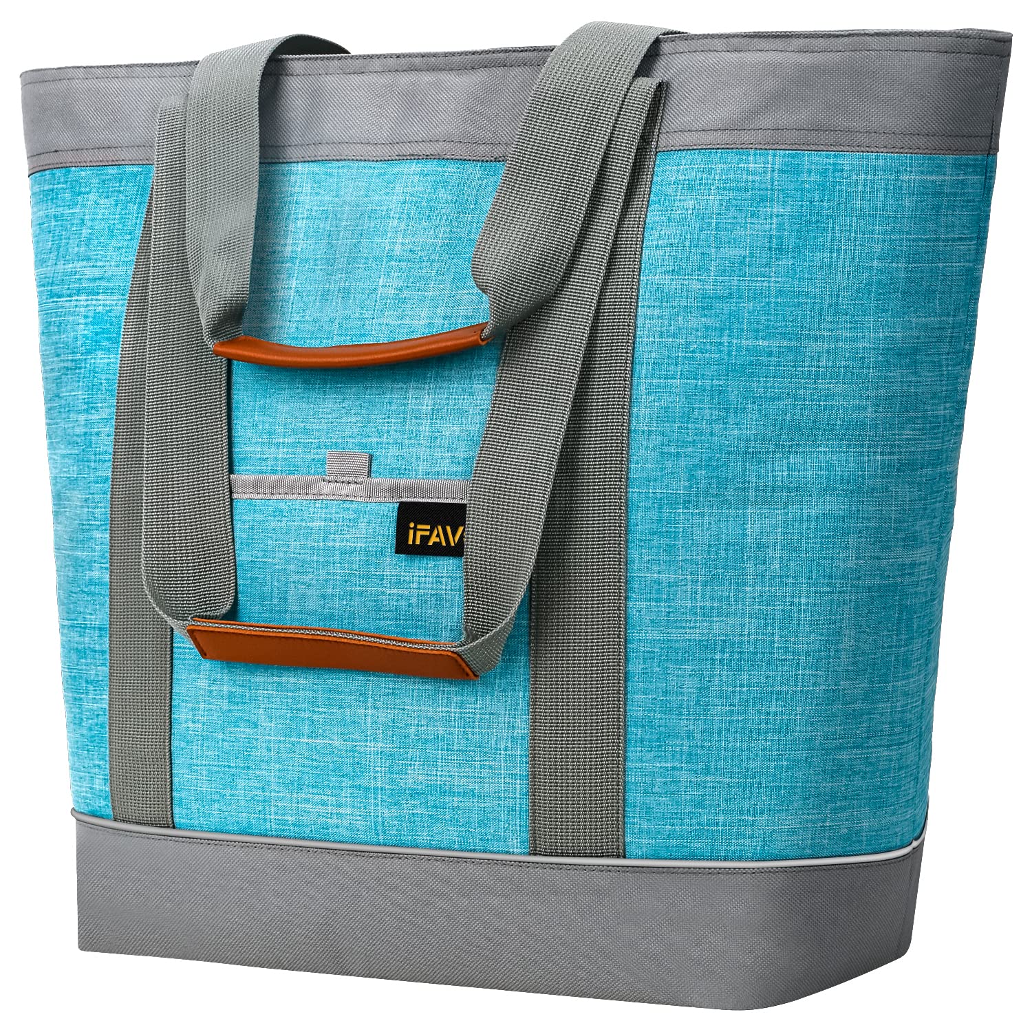 ifavo Premium Insulated Cooler Bag with HD Thermal Foam, Reusable Large Grocery Cooler Bag for Shopping Trip, Frozen and Hot Grocery Delivery,Outdoor Picnics,Beach Travel (Blue)