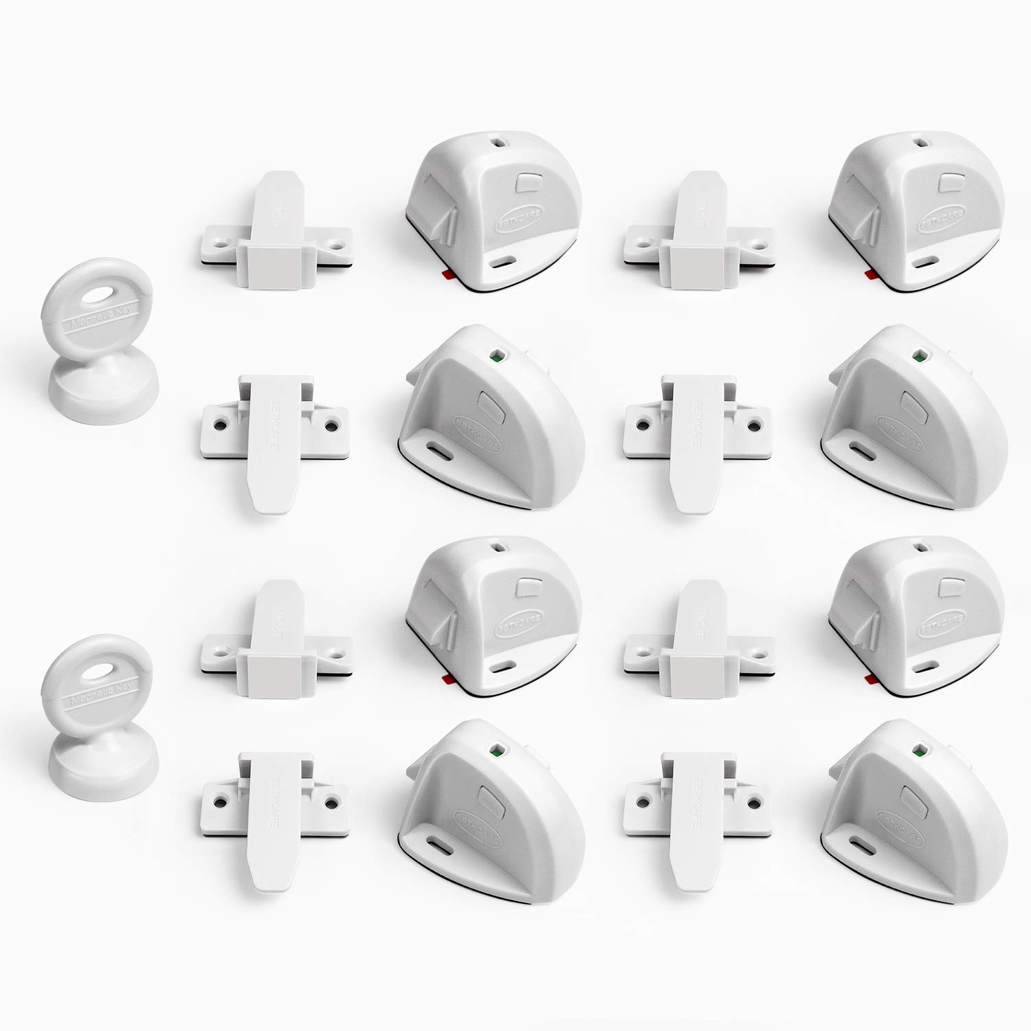 BBTKCARE Cabinet Locks for Babies | Adhesive Magnetic Baby Locks | Baby Proofing | Set of 8 Locks and 2 Keys