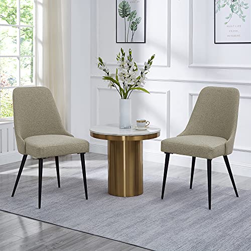 Ball & Cast Modern Kitchen Chair Upholstered Dining Chairs, Desk Chair Side Chair with Metal Legs, Brown Grey Set of 2