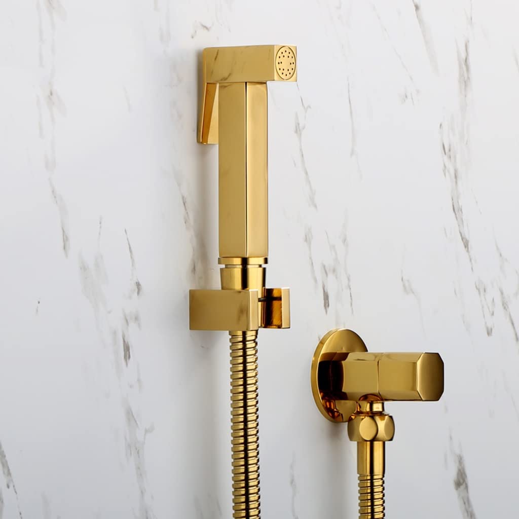 DFHBFG Toilet Bidet Sprayer Hand Held Douche Kit Shiny Gold Bathroom Cleaner Shower Head (Color : D)