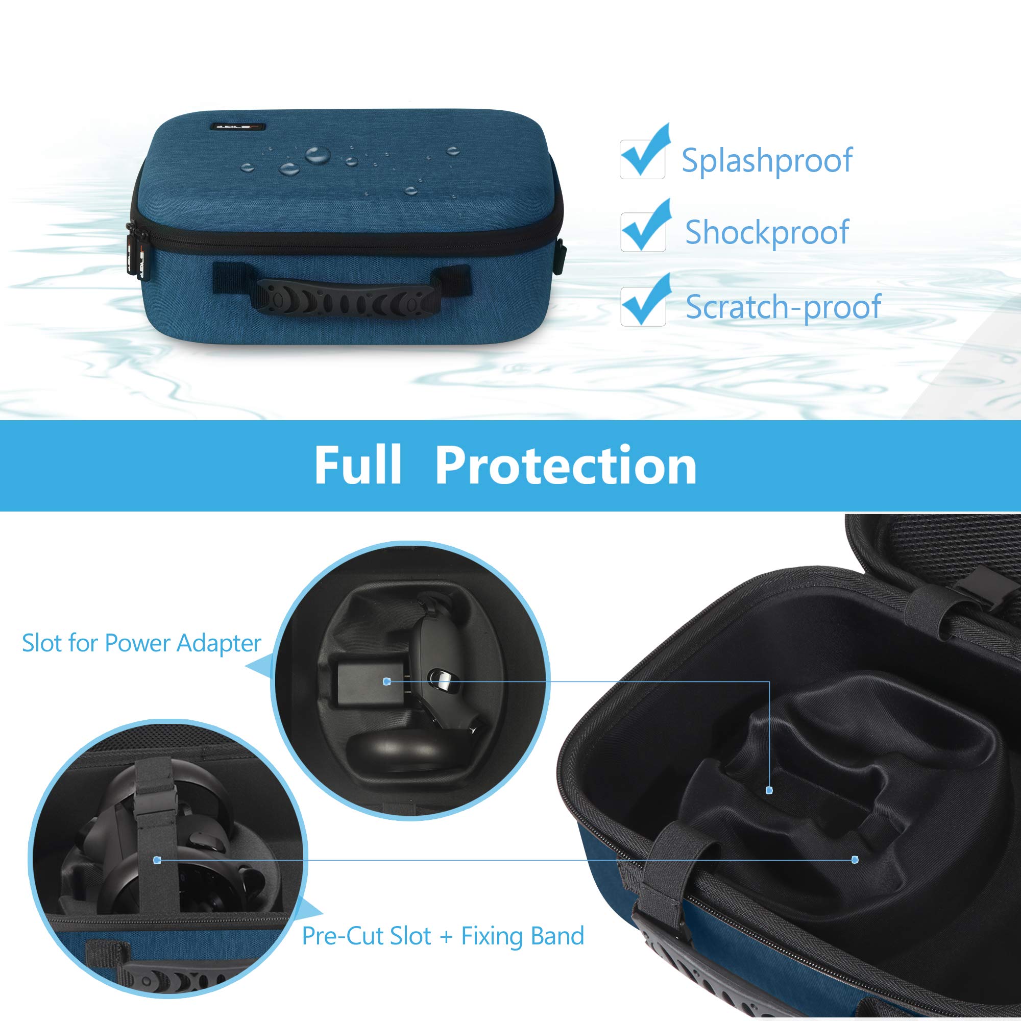 Case for Meta Quest JSVER Carrying Case for Meta/Oculus Quest VR Gaming Headset and Controllers Accessories, Portable Hard Shell Protective Travel Storage Case for Meta Quest with Shoulder Strap
