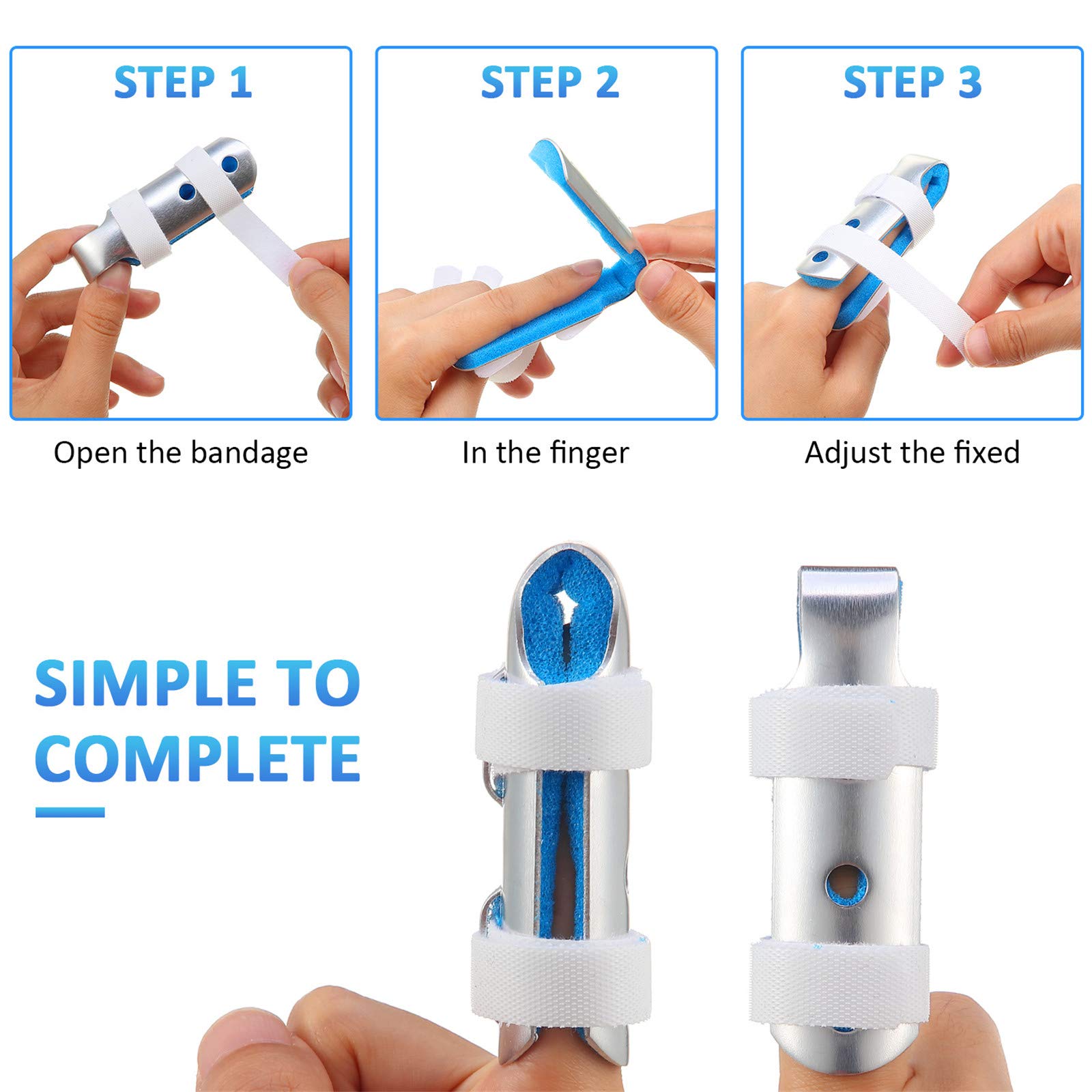 BBTO 3 Pieces Finger Splint Metal Finger Support Finger Immobilizer for Adults Children Finger