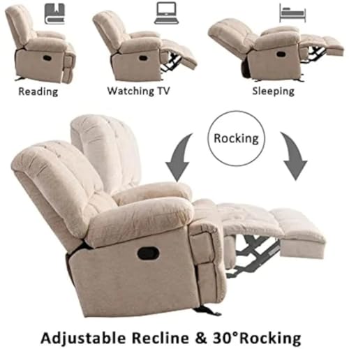BHVXW Oversized Rocker Recliner Chair, Manual Recliner Single Sofa Couch, Soft Fabric Overstuffed Rocking Chair