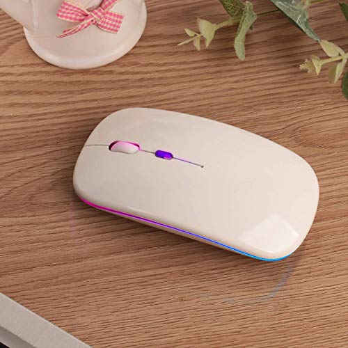 Rechargeable Dual-mode Wireless Bluetooth Mouse Bt Plus 2.4g Wireless Light-emitting Silent Mouse Lady Mouse Ultra-thin Fashion Cute Anti-slip Design Pc Game Mouse, Suitable For Laptop Design And Offi