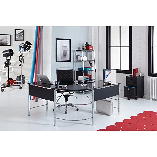 RealspaceĀ® Mezza 62"W L-Shape Corner Desk, Black/Chrome