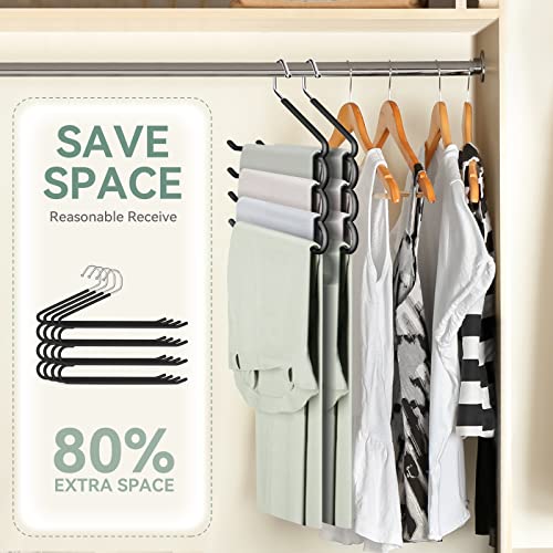 Pants Hanger Jeans Trouser Hanger 3 Pack Stainless Steel Rack Non Slip Closet Space Saver for Tie Scarf Shock Jeans Towel Clothes(Black)