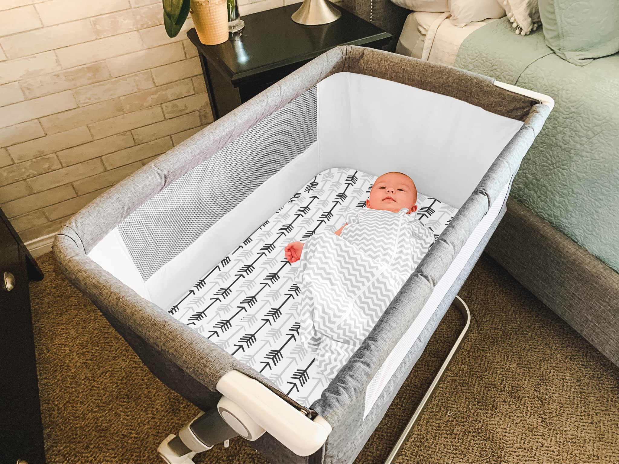 Bassinet Bed Sheets – Bassinet Fitted Sheets 4 Pack – 100% Jersey Knit Cotton Cradle Sheets – Bassinet Bedding for Standard Size Oval or Rectangular Bassinet Pads – Bassinet Sheet for Boy & Girl