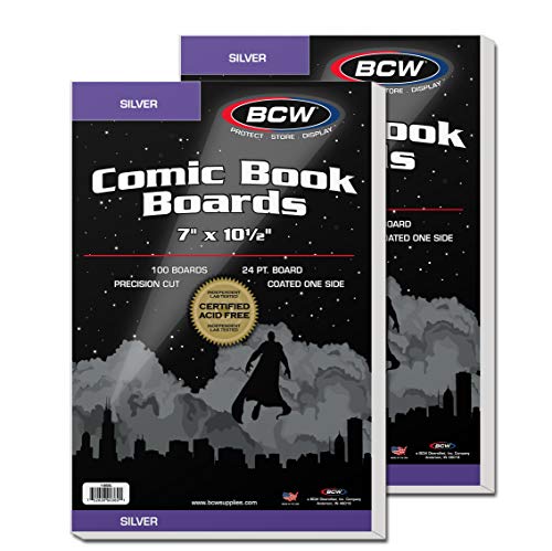 BCW Silver Age Backing Boards - 2 Pack (200 Total) | Certified Acid-Free, 7x10.5 Inches | Safeguard Your Valuable Silver and Bronze Age Comics
