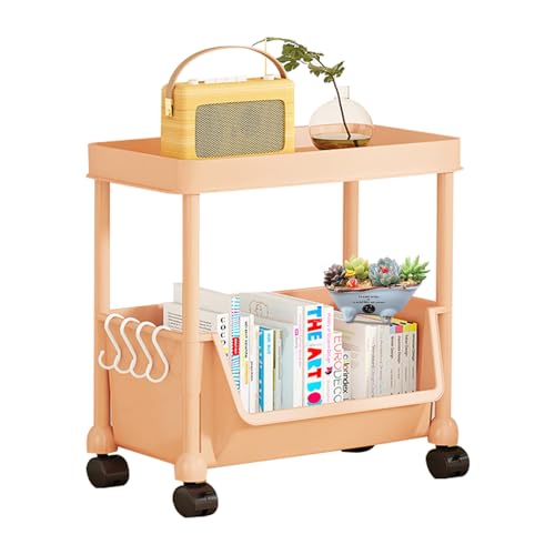 bemyl Mobile Bookshelf, Rolling Cart Book, Book Cart Organizer, Movable Storage Book Shelves, Book Rack Storage, Multi-Functional Mobile Book Cart Organizer