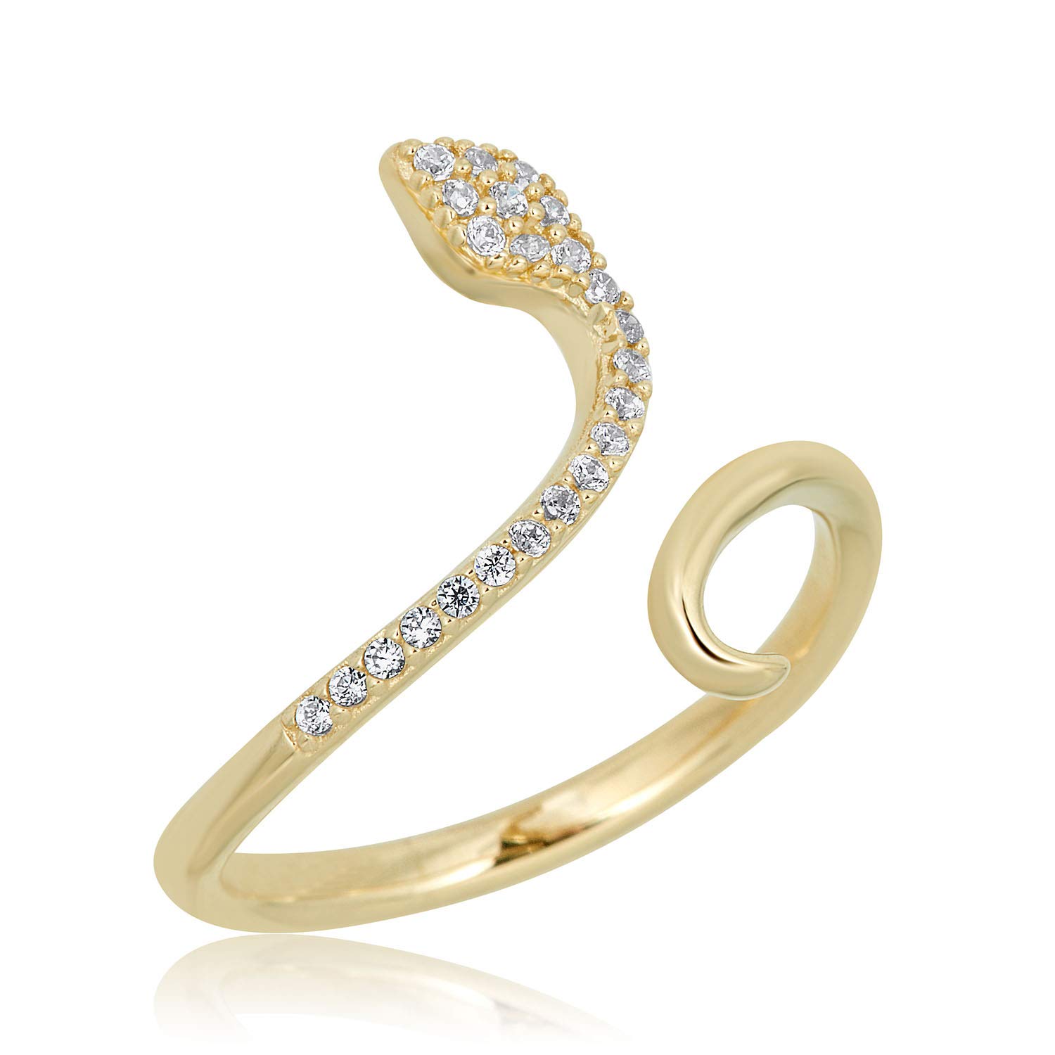 AVORA 10K Yellow Gold Simulated Diamond CZ Snake Wrap Fashion Ring - Size 7