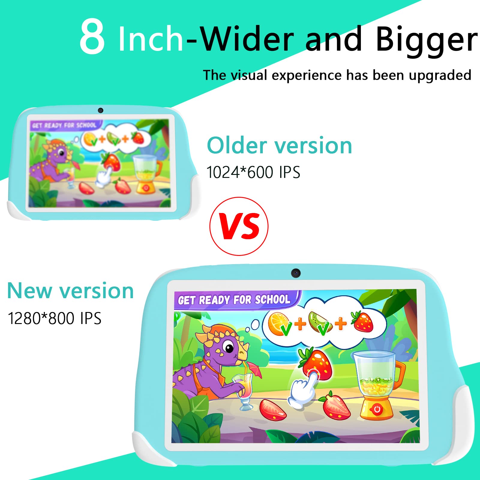BYANDBY Kids Tablet 8 inch, Android 12 Tablet for kids, 1280×800 HD Touch Screen, 2+32GB, 512GB Expand Tablet PC, Games, Wi-Fi, Dual Camera, Gift for boys(Sky Blue