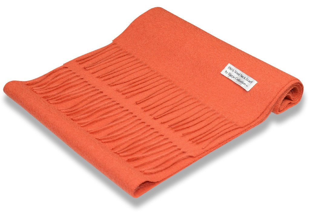 Biagio 100% Wool NECK Scarf Solid Burnt Orange Color Scarve for Men or Women
