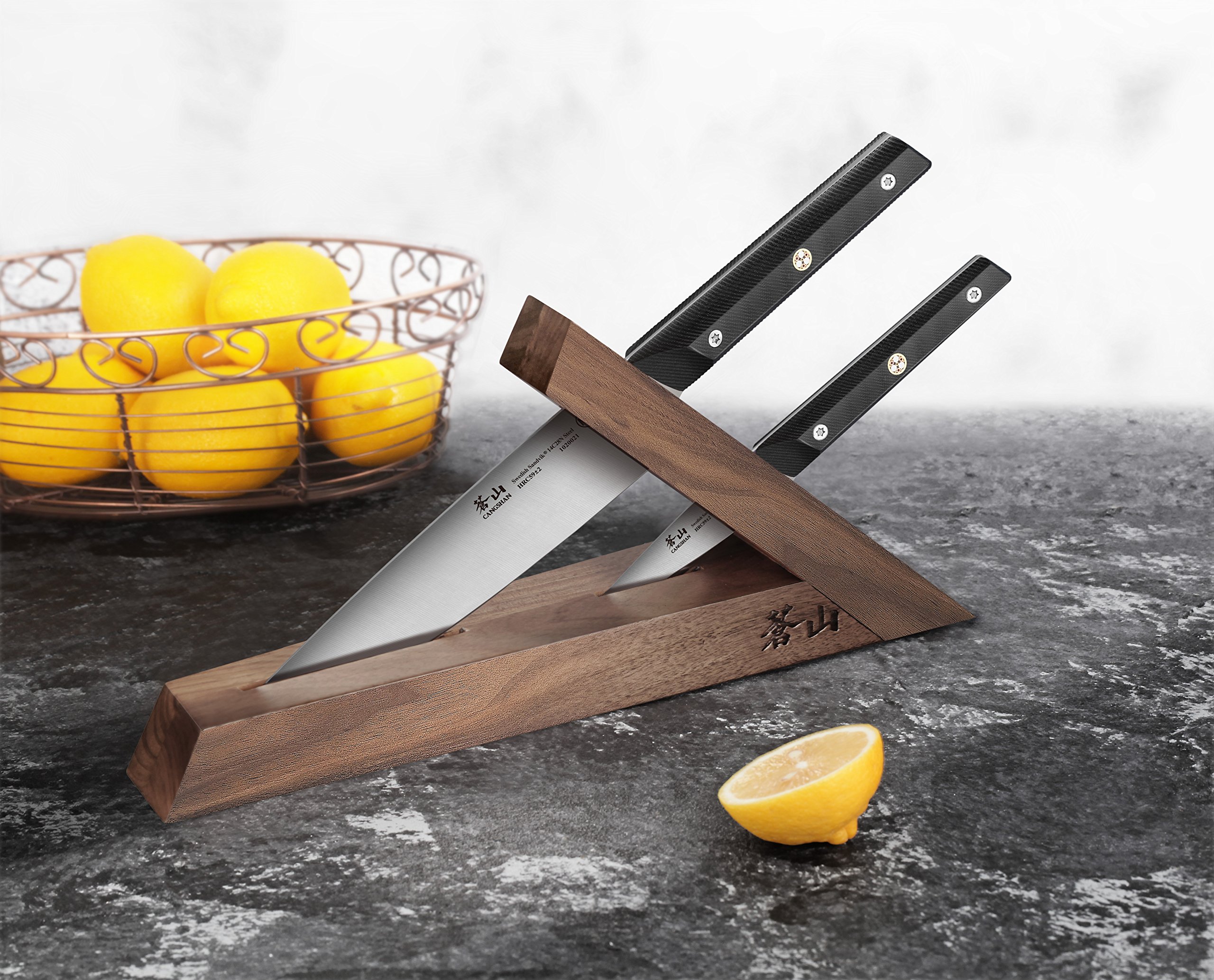 Cangshan TG Series 1021325 Swedish 14C28N Steel 3-Piece TAI Knife Block Set, Walnut