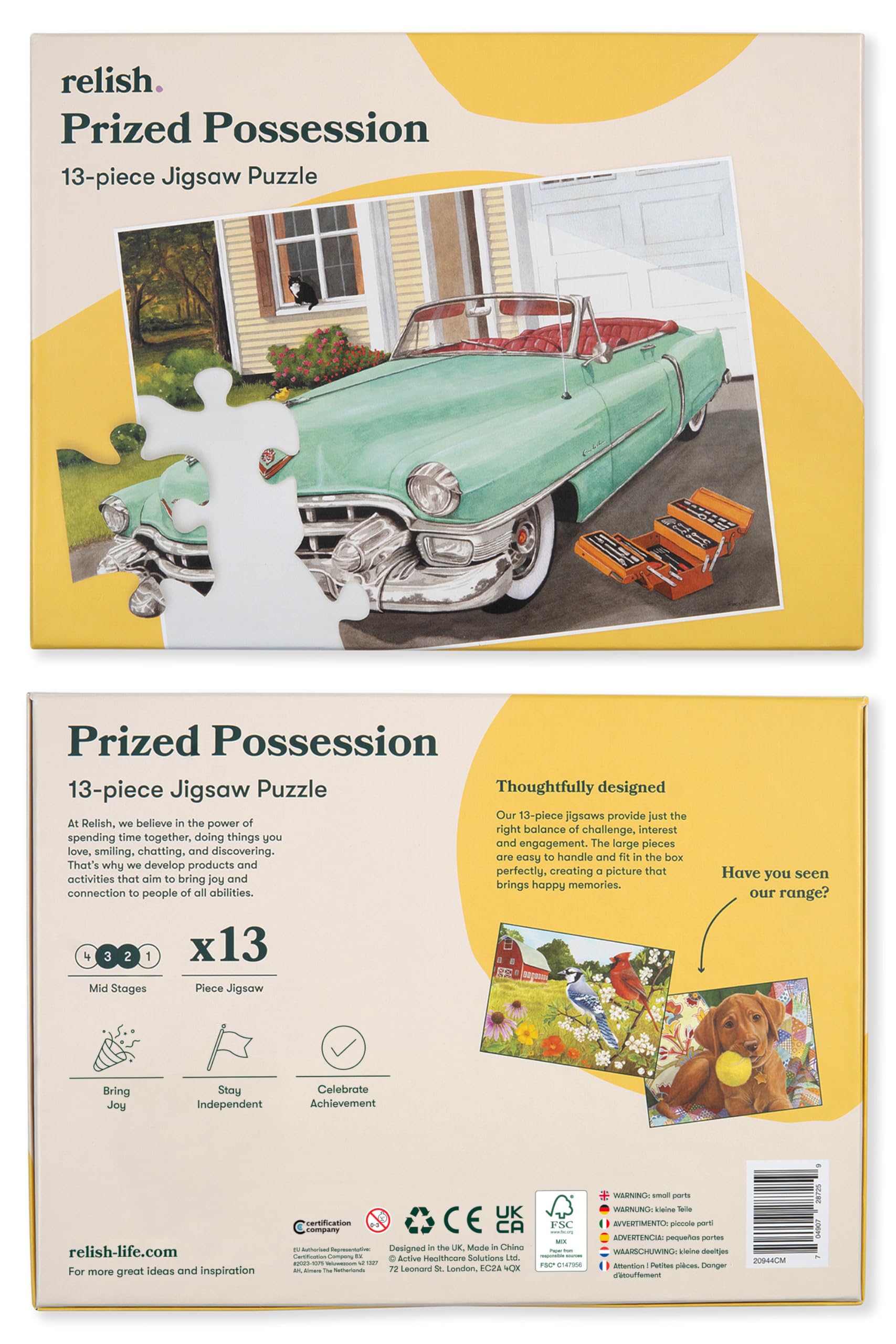Relish Large Piece Puzzles for Seniors, 13 Piece Prized Possession Jigsaw Puzzle, Dementia Products for Elderly