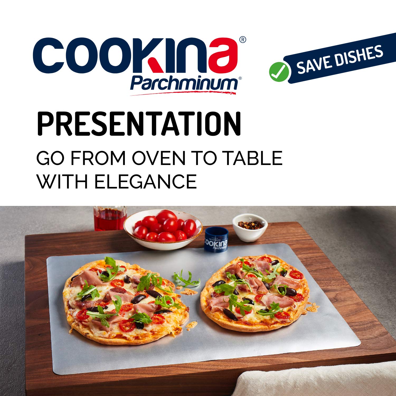 COOKINA Parchminum Reusable Presentation and Cooking Mat - 100% Non-Stick, Easy to Clean Cooking Sheet for Gas, Electric, Toaster and Convection Ovens