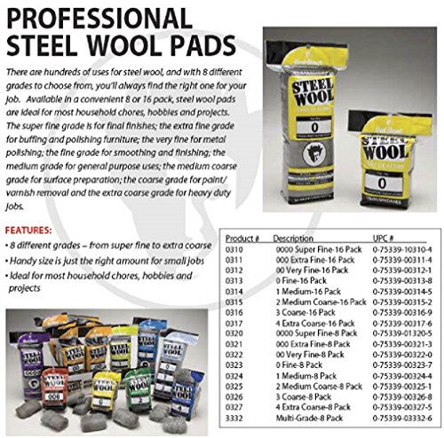 Red Devil 0310 Steel Wool, 0000 (Pack of 16)