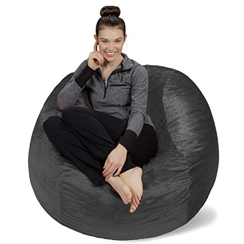 Sofa Sack - Plush, Ultra Soft Bean Bag Chair - Memory Foam Bean Bag Chair with Microsuede Cover - Stuffed Foam Filled Furniture and Accessories For Dorm Room - Charcoal 4'