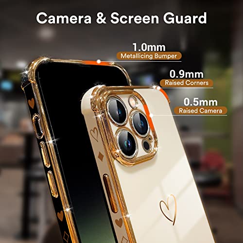 DAVIKO Compatible with iPhone 13 Pro Max Case for Women, Luxury Soft TPU Shockproof Protective Phone Case, Full Camera Protection Raised Reinforced Corners, 6.7 inch, White