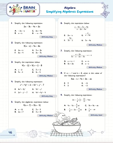 Math Practice Workbook Grades 6-8: 1000+ Questions You Need to Kill in Middle School by Brain Hunter Prep (Arithmetic, Algebra, Geometry, Measurement, ... more in Kill It Series by Brain Hunter Prep)