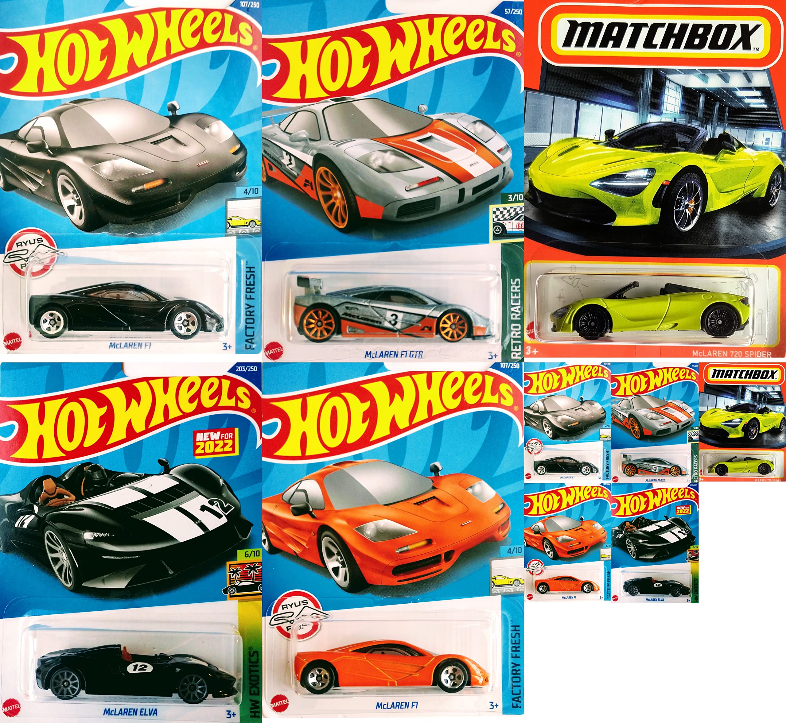 Hot Wheels Matchbox McLaren 5 Car Bundle Set Version 2