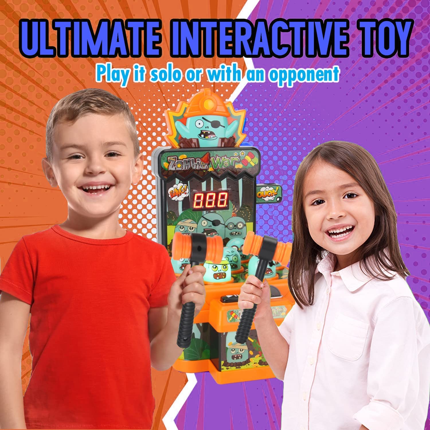 Liberty Imports Zombie Arcade Game Whack Game Mole, Mini Electronic Interactive Hammering & Pounding Toys for Toddler Kids Boys Girls