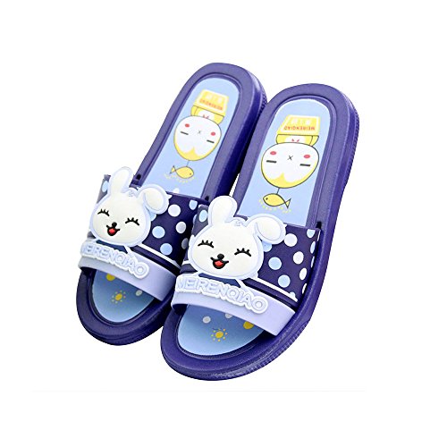 IUU Cute Little Kids Bath Slippers Non-Slip Slippers EVA House Slippers Beach Flip-Flops (Blue,Pink) (7M/18cm US Toddler, Blue)