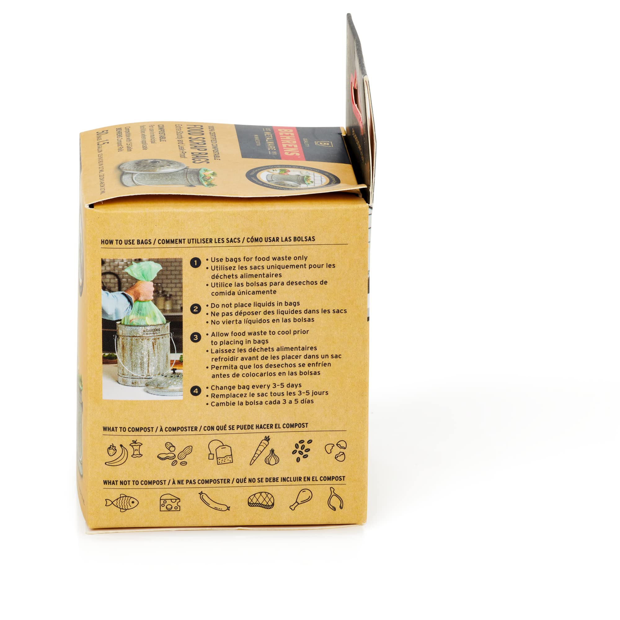 Behrens Compost Bags For Kitchen Compost Bin, 1.5-Gallon Capacity (50 Pack)