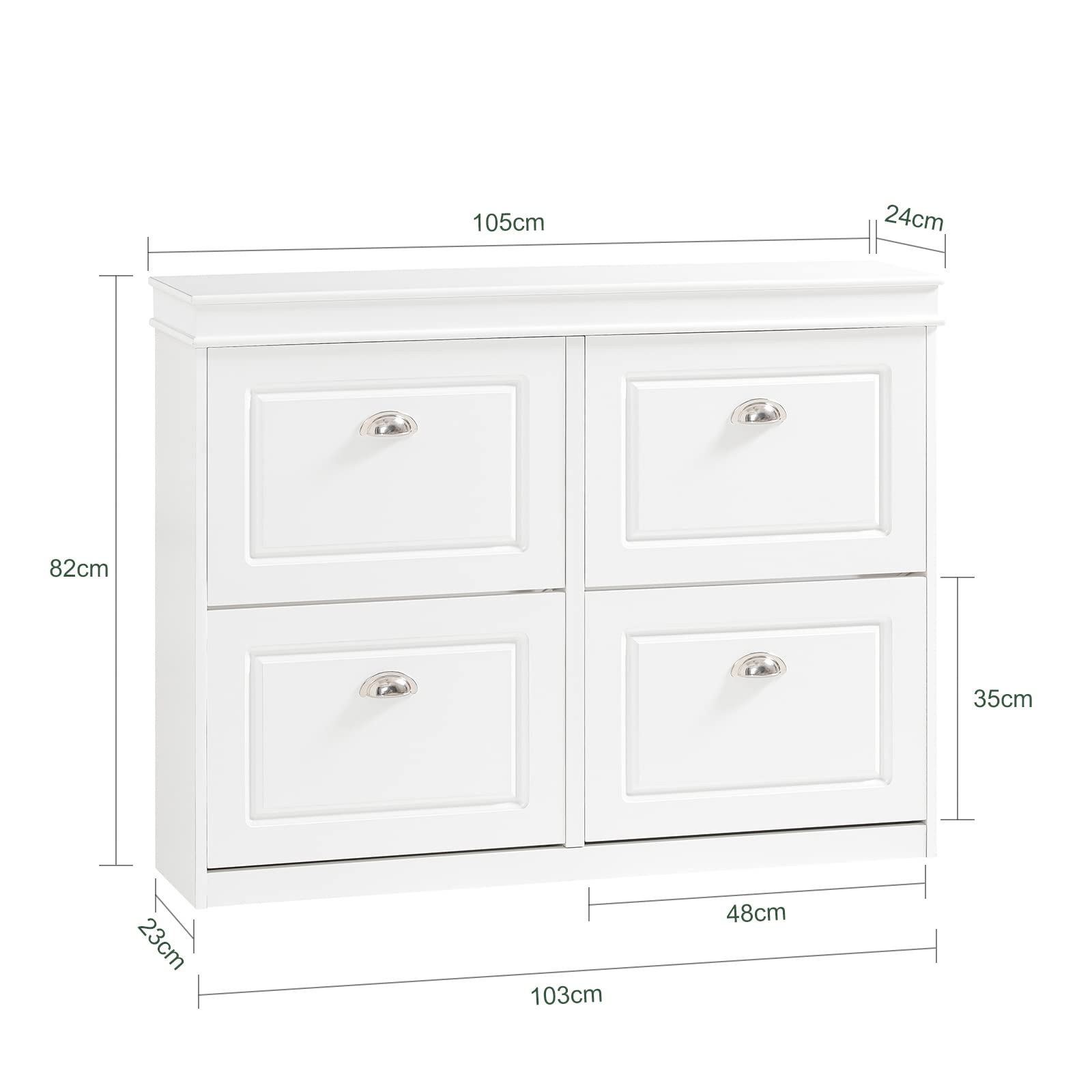 Haotian White Shoe Cabinet with 4 Flip Drawers, Large Freestanding Shoe Rack, Modern Shoe Organizer for Entryway, Hallway, Entance FSR79-W