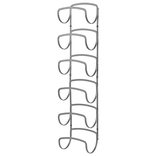 mDesign Steel Towel Holder for Bathroom Wall - Wall Mounted Organizer for Rolled Bath Towels - Six Level Wall Mount Towel Storage Rack - Bathroom Towel Organizer - Hyde Collection - Graphite Gray